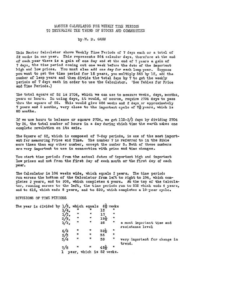 (1955) Master Calculator For Weekly Time Periods | PDF