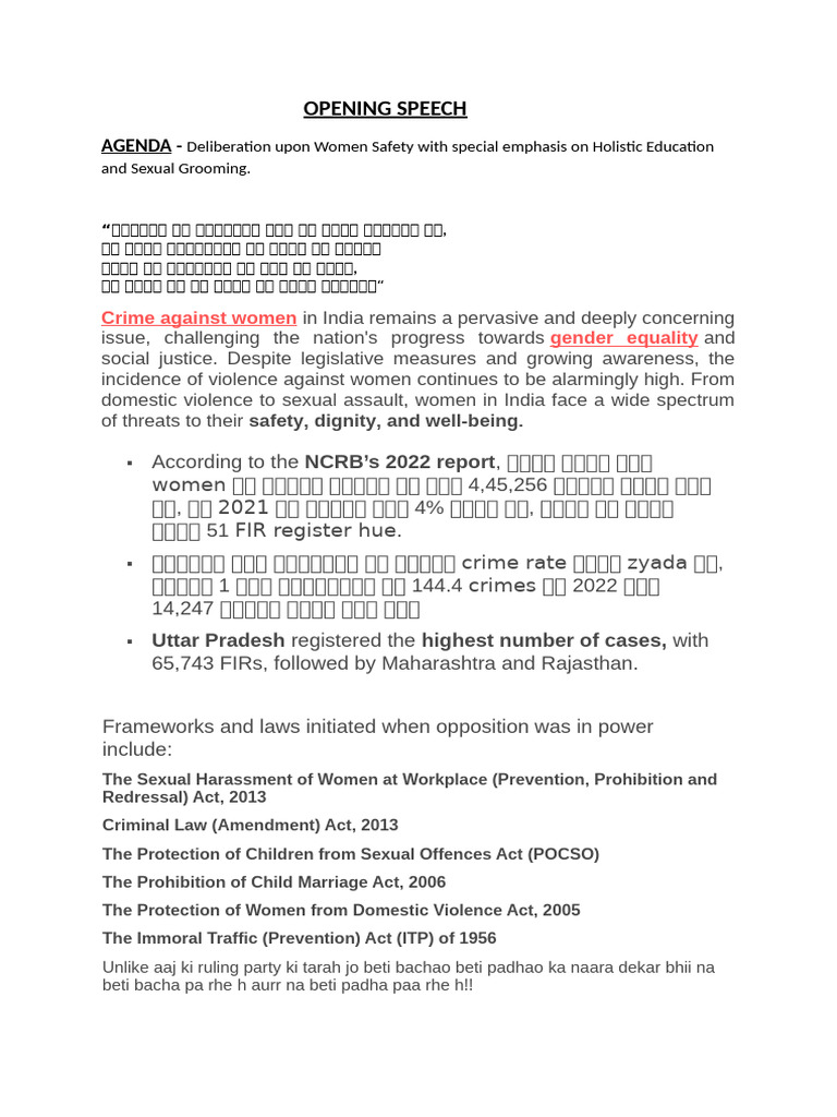 Opening Speech | PDF