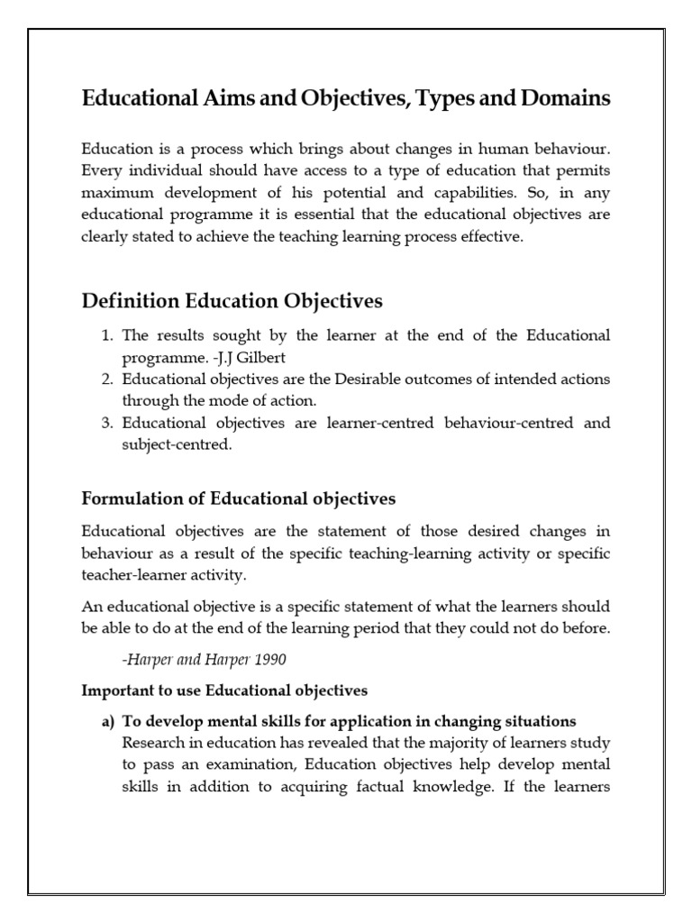 Educational Aims and Objectives | PDF | Learning | Nursing
