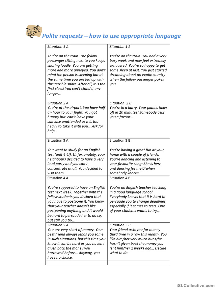 Requests role-play | PDF