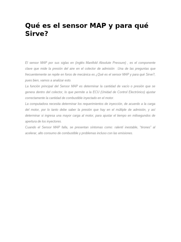 Función y Fallas del Sensor MAP | PDF