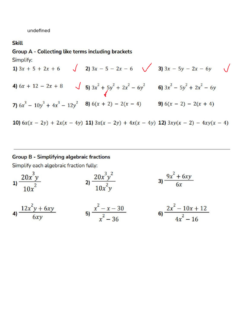 Math Questions - Expanding Brackets and Indices | PDF