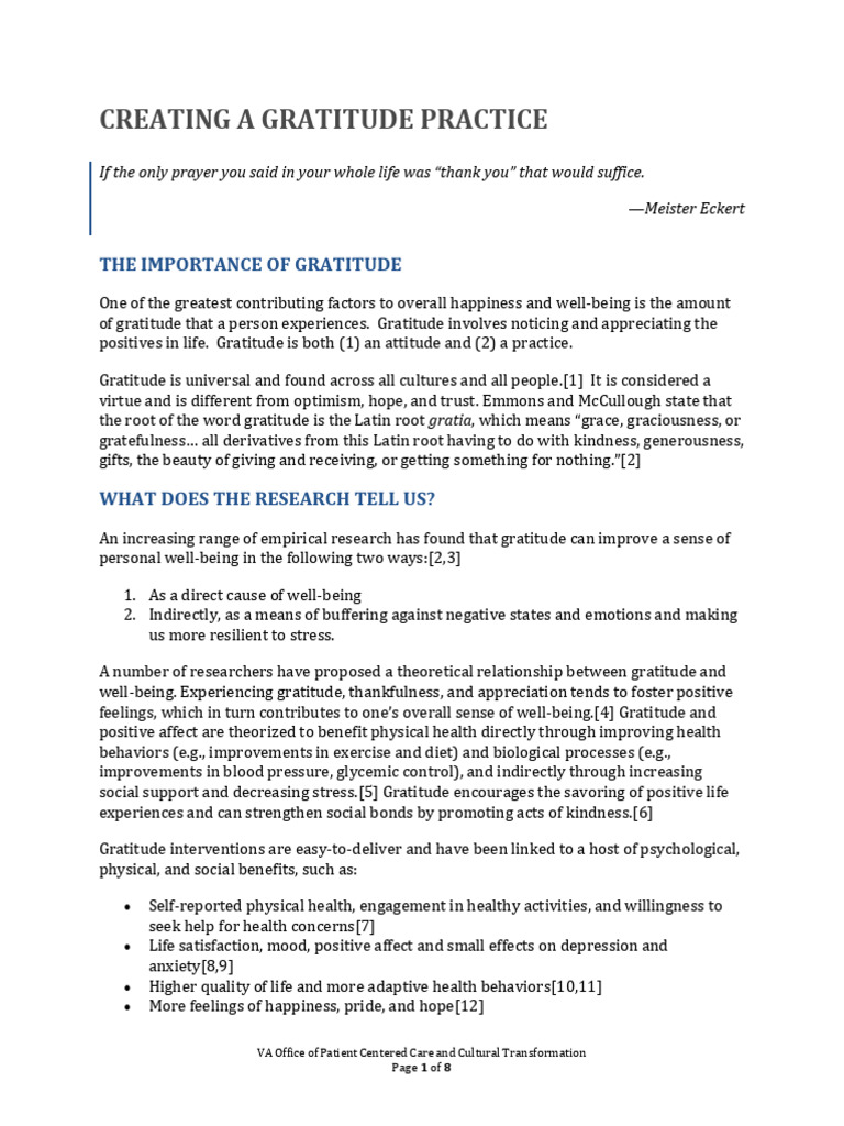Creating A Gratitude Practice | PDF