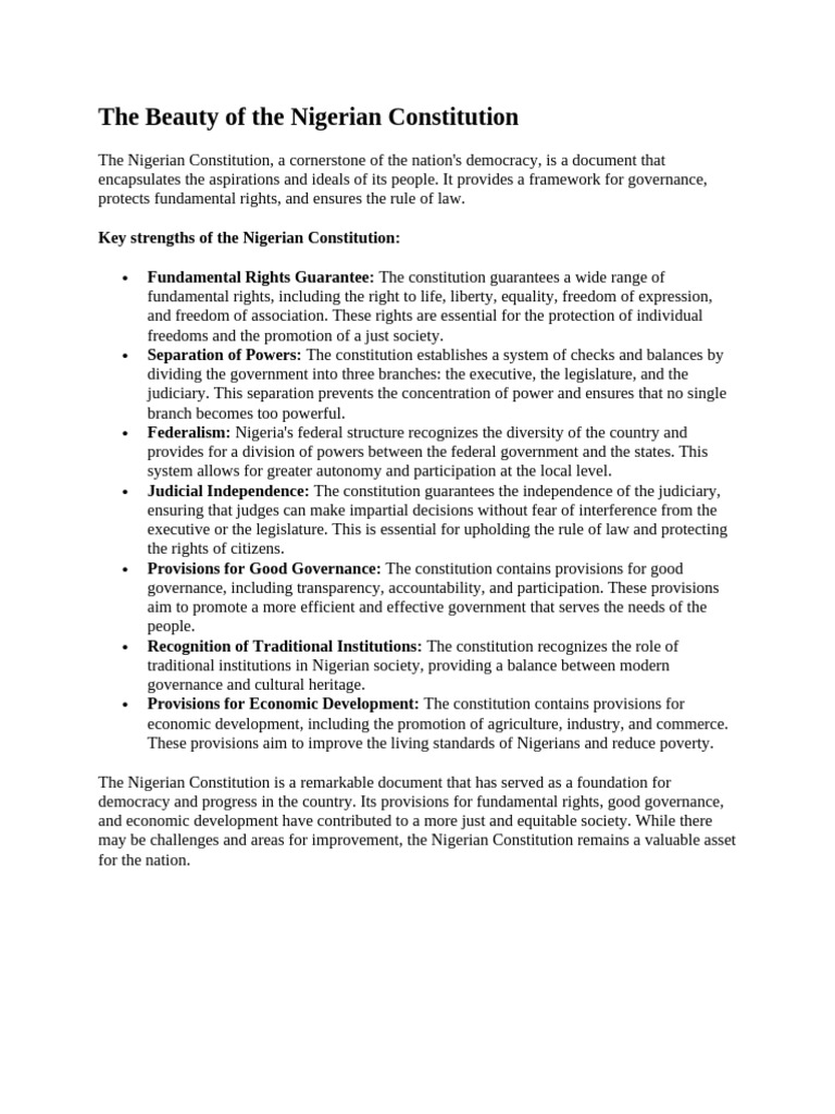 The Beauty of The Nigerian Constitution | PDF
