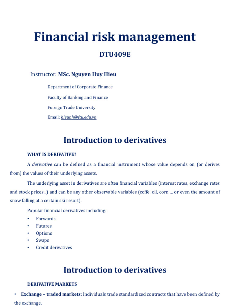 Chapter 3 Introduction to Derivatives | PDF