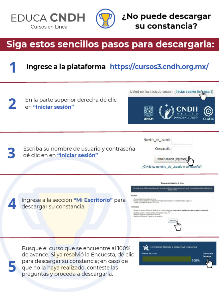 Instructivo Educa Cndh - Descarga de Constancia | PDF