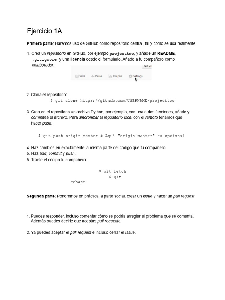 Git - Ejercicio 1A - Curso 22-23 | PDF