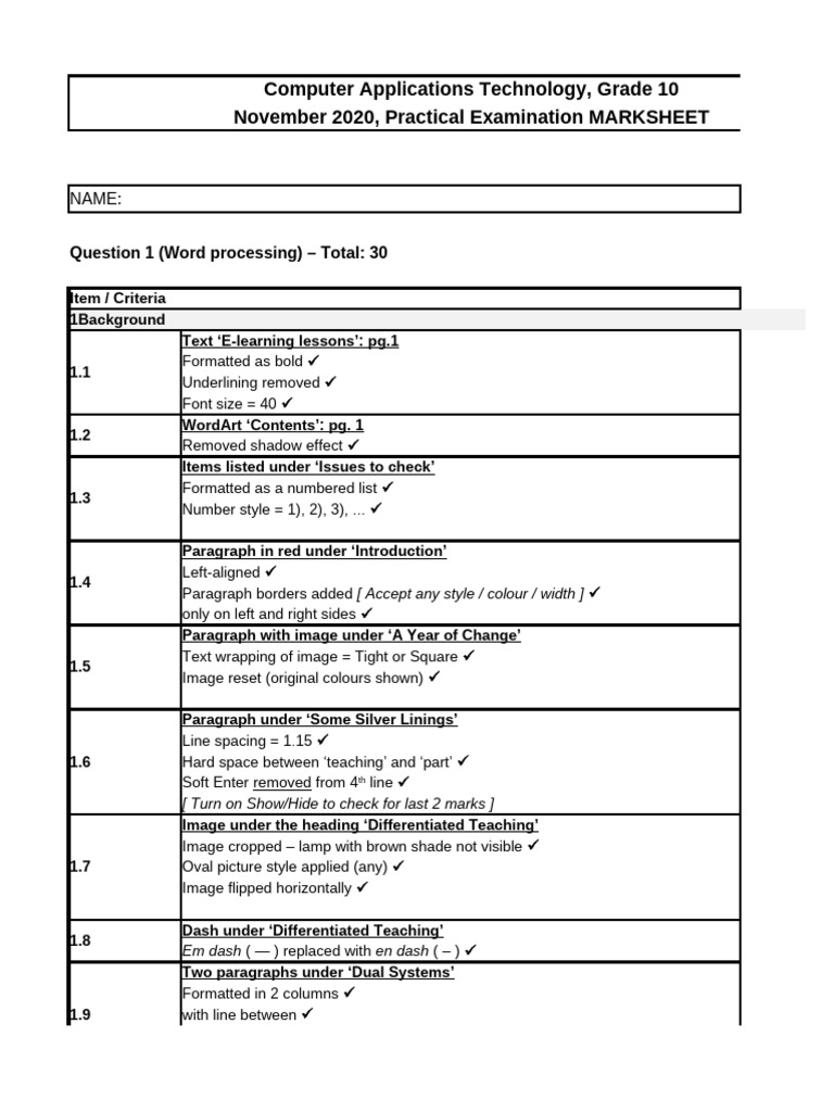 Gr10 Marksheet | PDF