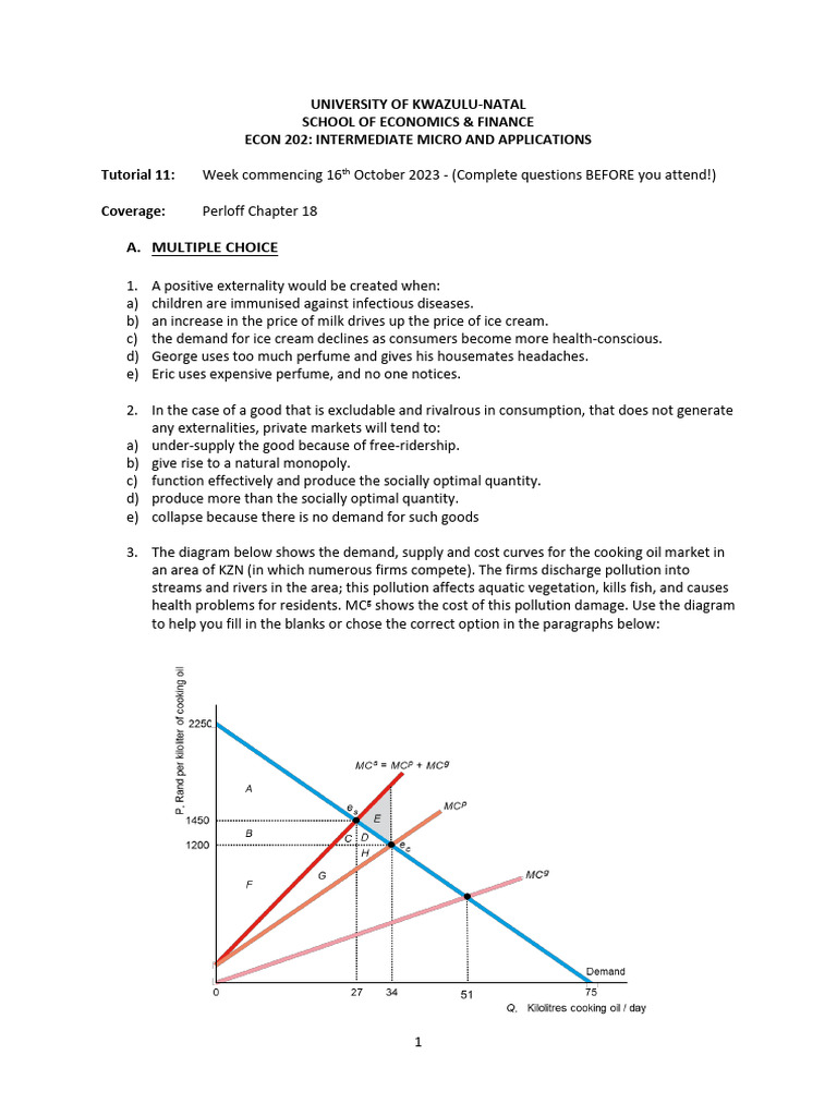 Tutorial 11 of 2023 Econ202 | PDF