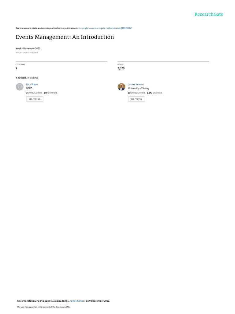 Events Management An Introduction Pdf