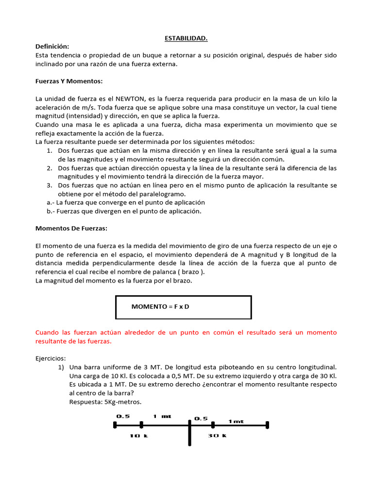 Leyes de Estabilidad y Estiba en Buques | PDF