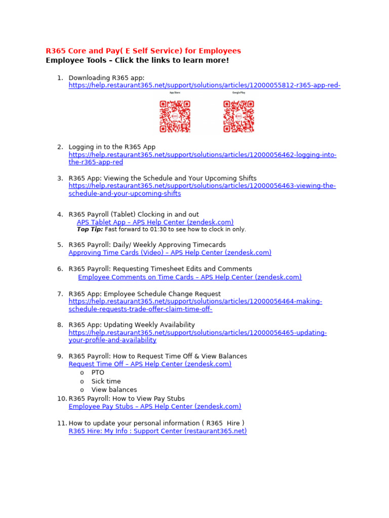 Employee Guide R365 Core and Payroll | PDF