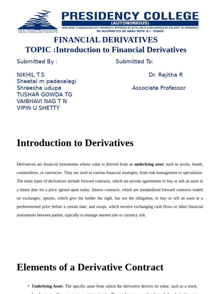 Financial Derivatives | PDF
