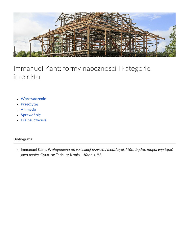 Immanuel Kant Formy Naocznosci I Kategorie Intelektu | PDF