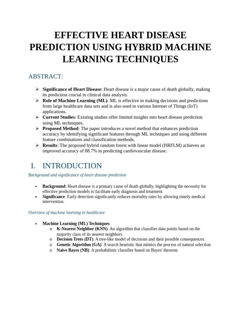 Effective Heart Disease Prediction Using Hybrid Machine Learning Techniques Pdf 
