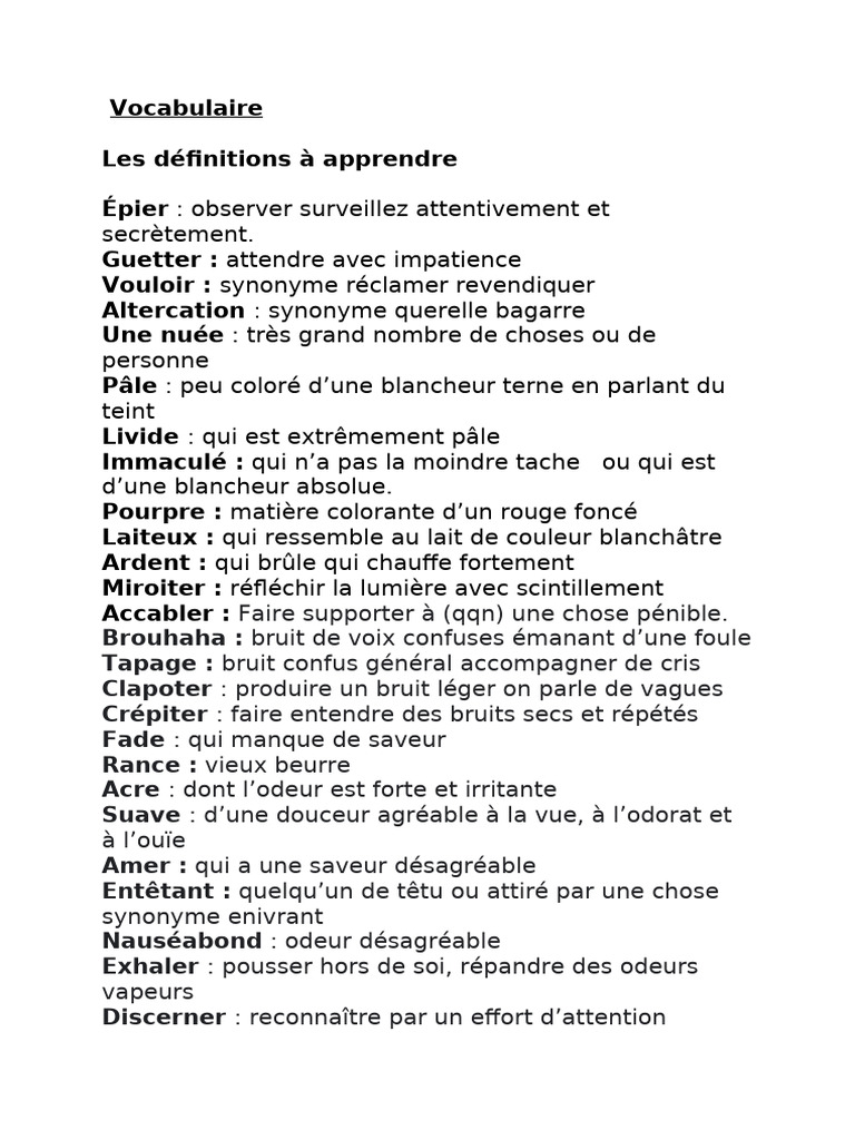 Vocabulaire | PDF