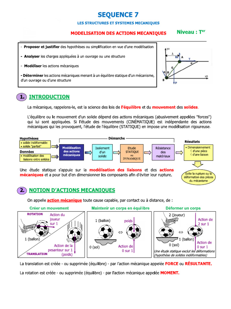 3 - Apports Connaissances - Modelisation Actions Mecaniques | PDF