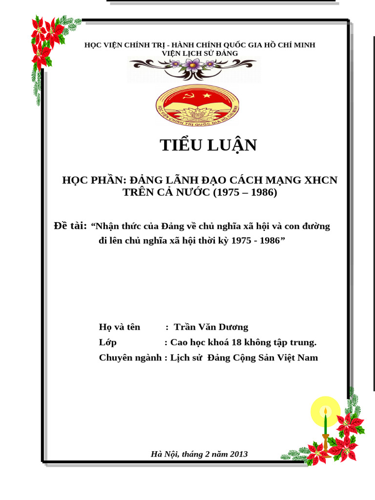 Tieu Luan Nhan Thuc Cua Dang Ve CNXH Va Con Duong Di Len Chu Nghia Xa ...