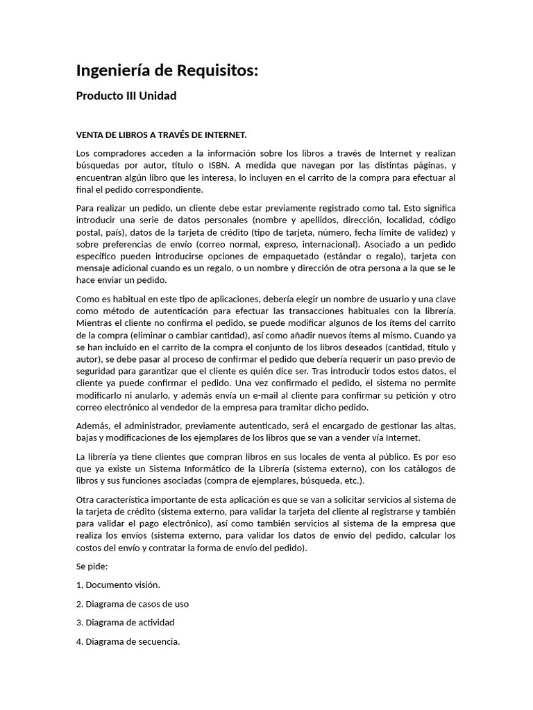 Ingeniería de Requisitos - Producto | PDF