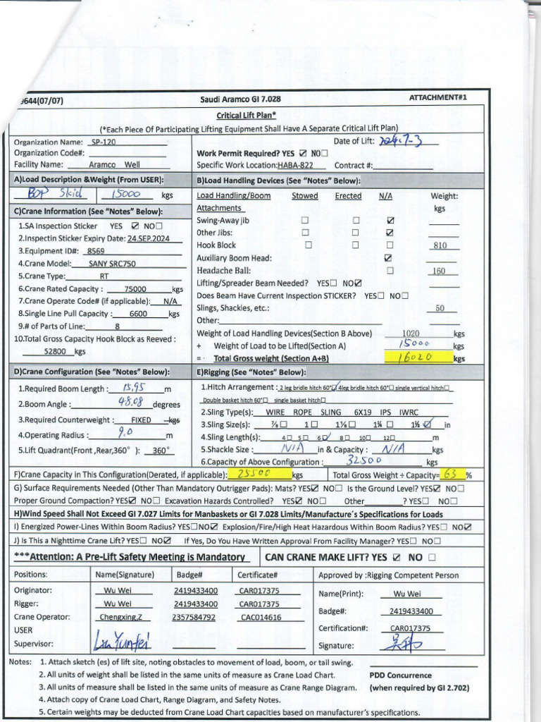 Critical Lift Plan | PDF