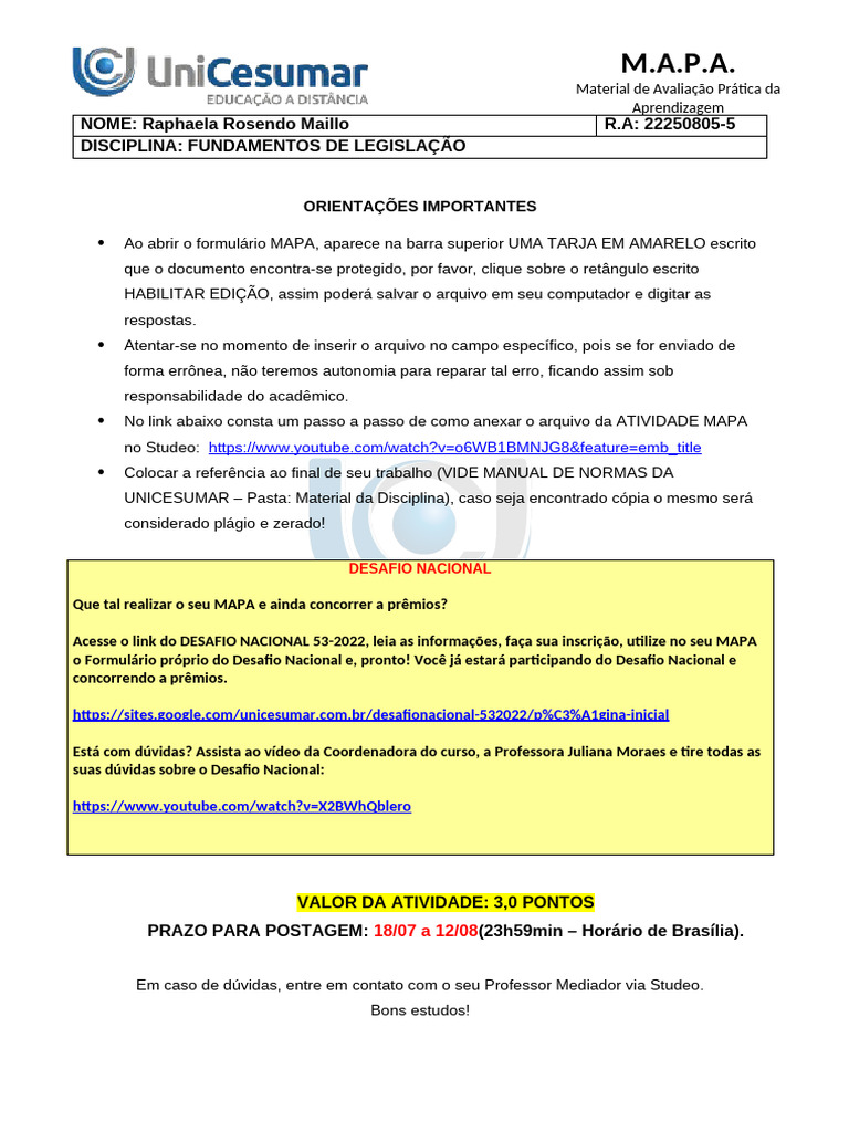 Atividade MAPA 1 | PDF