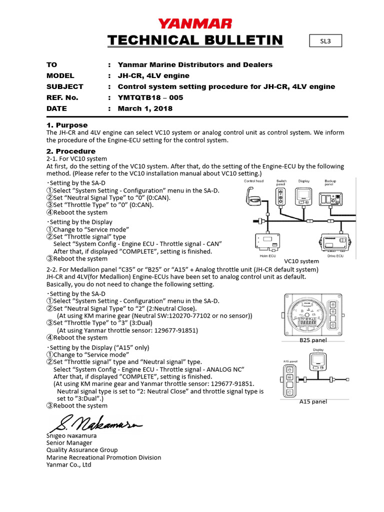 SL3 - YMTQTB18-005 Control System Setting Procedure For JH-CR 4LV ...