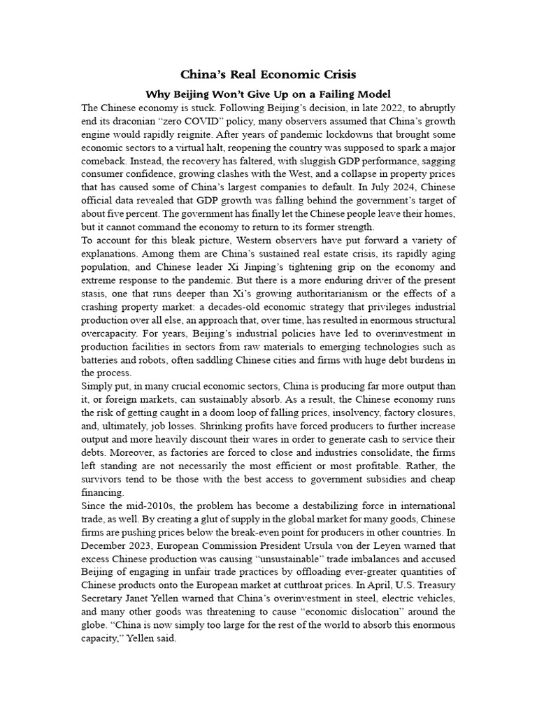 China's Real Economic Crisis | PDF