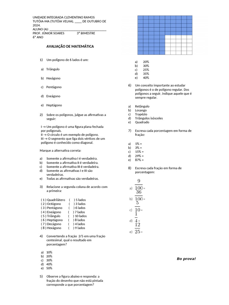CR - Matemática - 6 Ano - 3 Bimestre | PDF