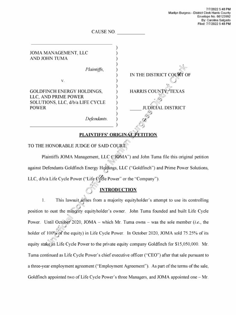 John Tuma Lawsuit Against Life Cycle Power | PDF | Justice | Crime ...