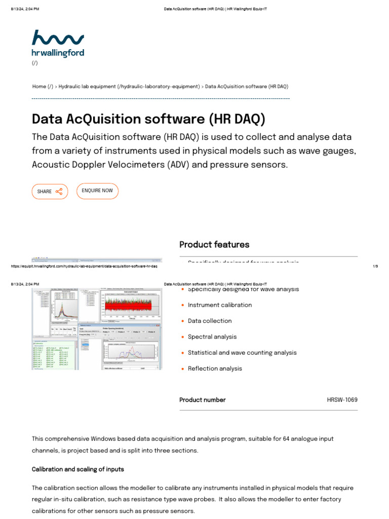 Data AcQuisition Software (HR DAQ) - HR Wallingford Equip-IT | PDF