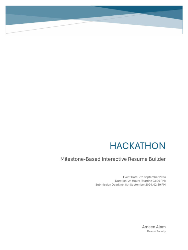 HACKATHON Milestone Based Interactive Resume Builder | PDF