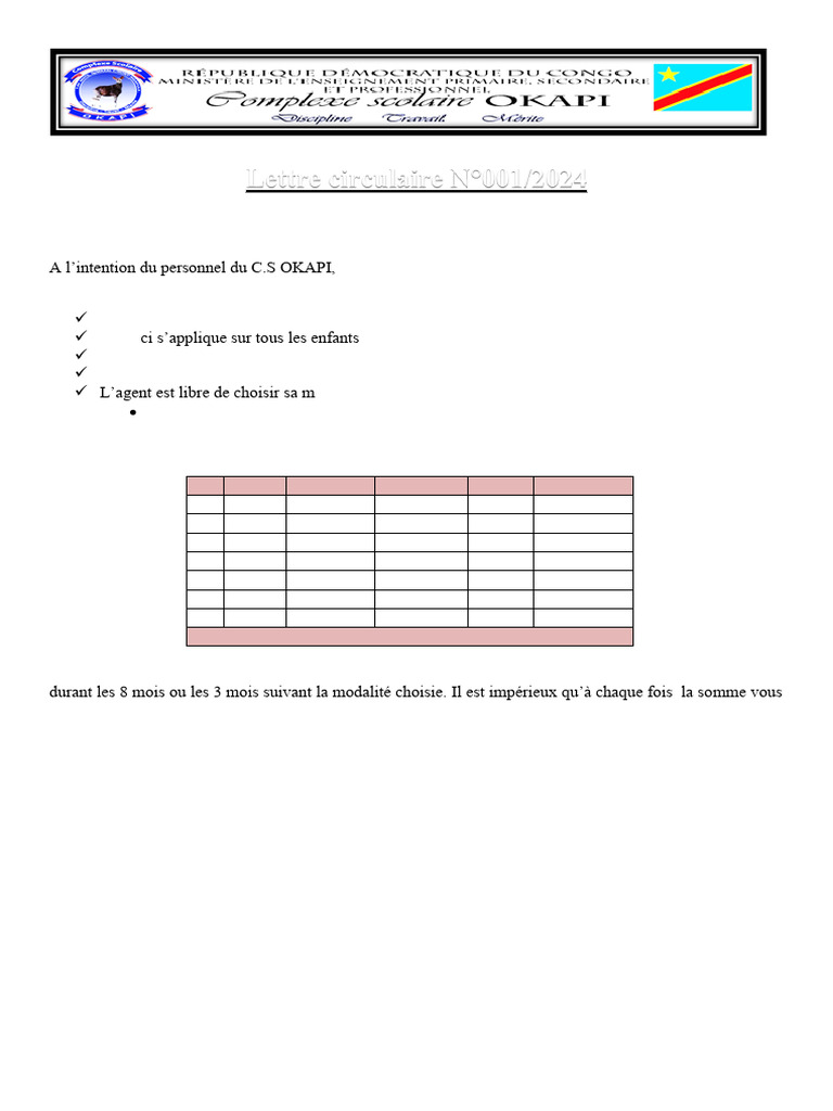 Lettre Circulaire N001 OK | PDF
