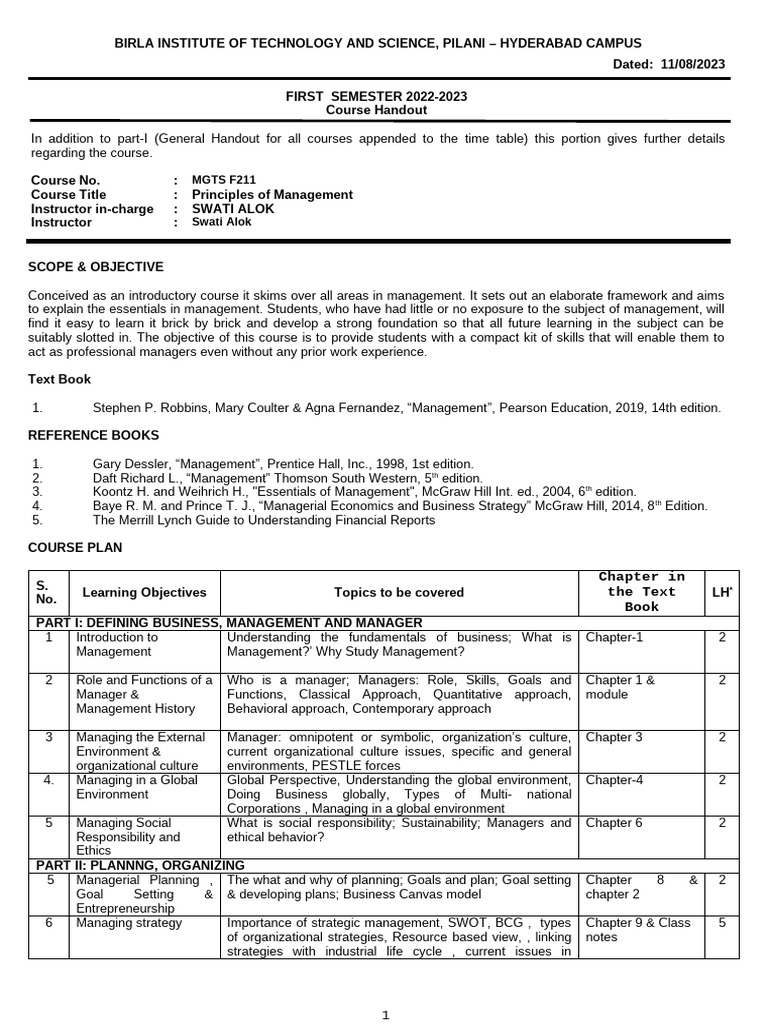 MGTS F211_coursehandout | PDF