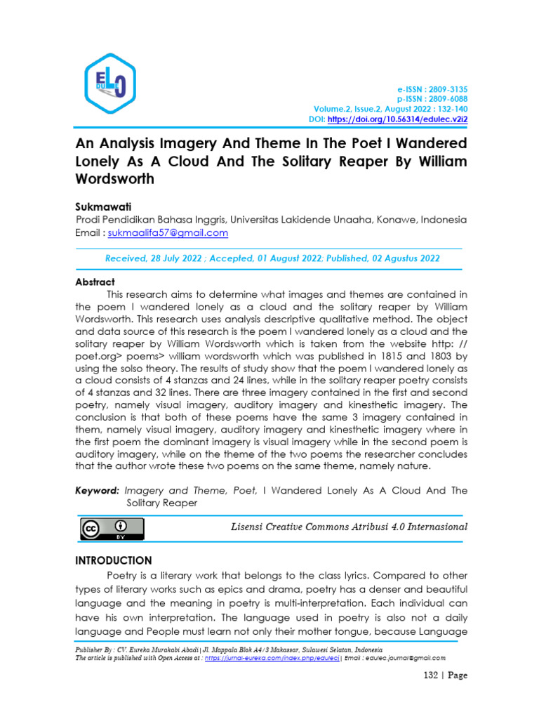 An Analysis Imagery and Theme in The Poet I Wander | PDF