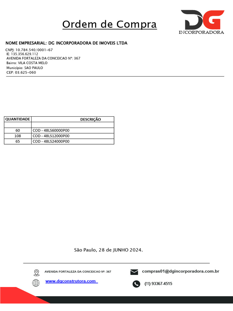Ordem de Compra - SP1 343 | PDF