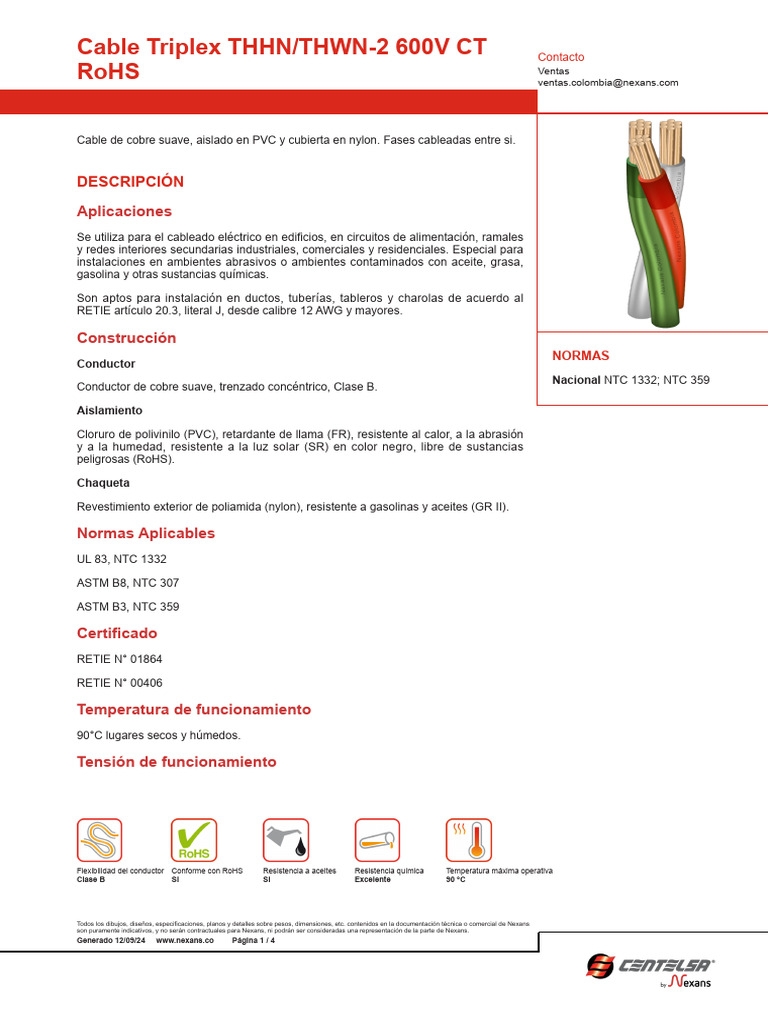 Cable Triplex THHN/THWN-2 Specs | PDF
