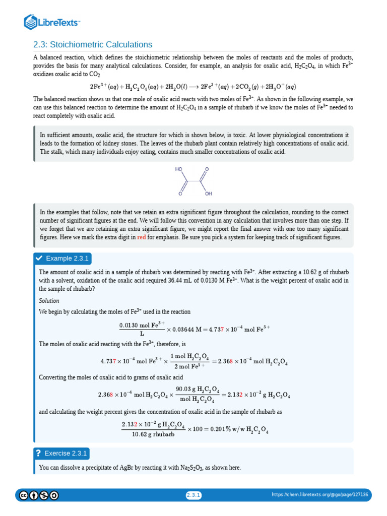 2.03 Stoichiometric Calculations | PDF