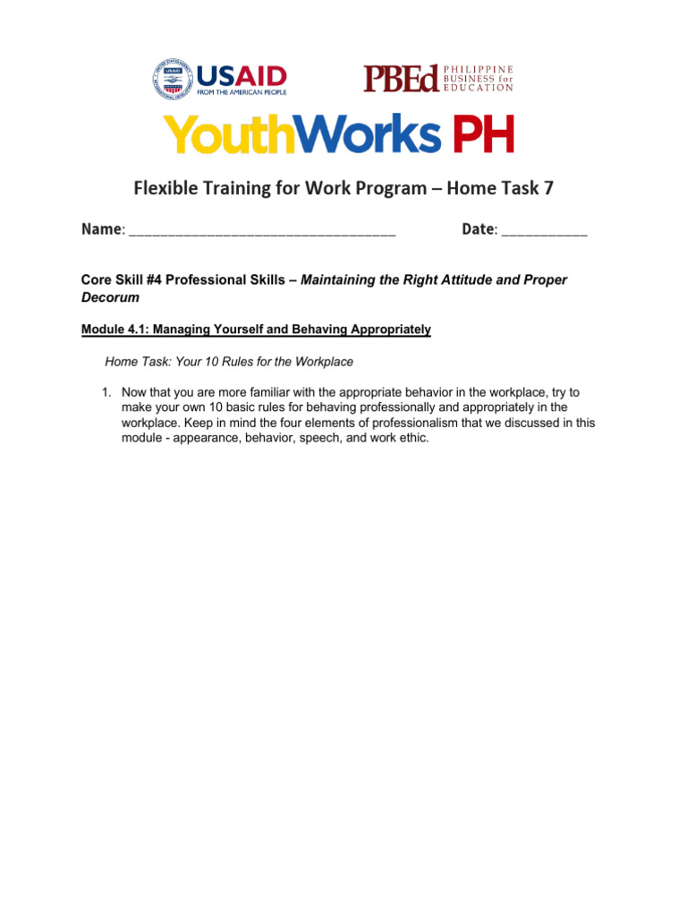 04 Module 4.1 Home Task - Your 10 Rules in Workplace | PDF | Career ...