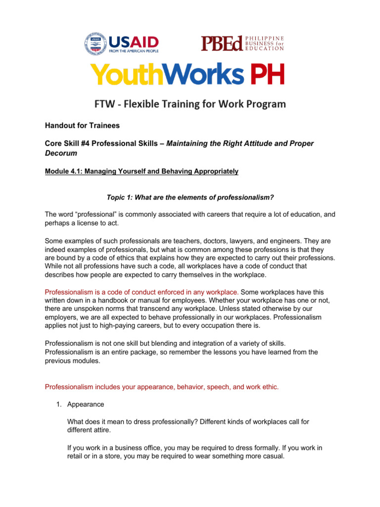 03 Module 4.1 Handout For Trainees | PDF