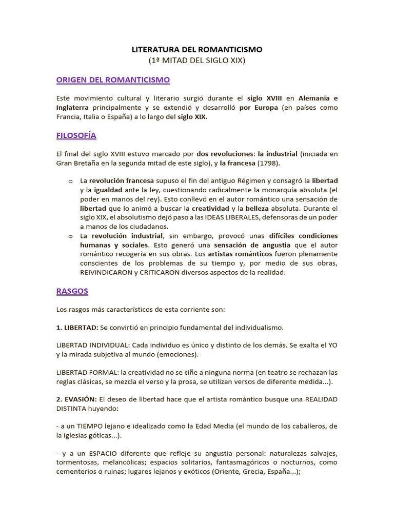 Apuntes Completos ROMANTICISMO | PDF