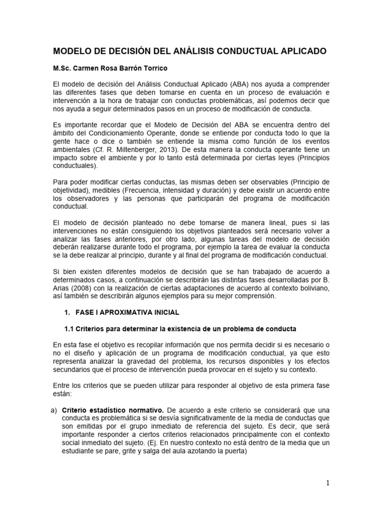MODELO DE DECISIÓN ABA Texto1 | PDF