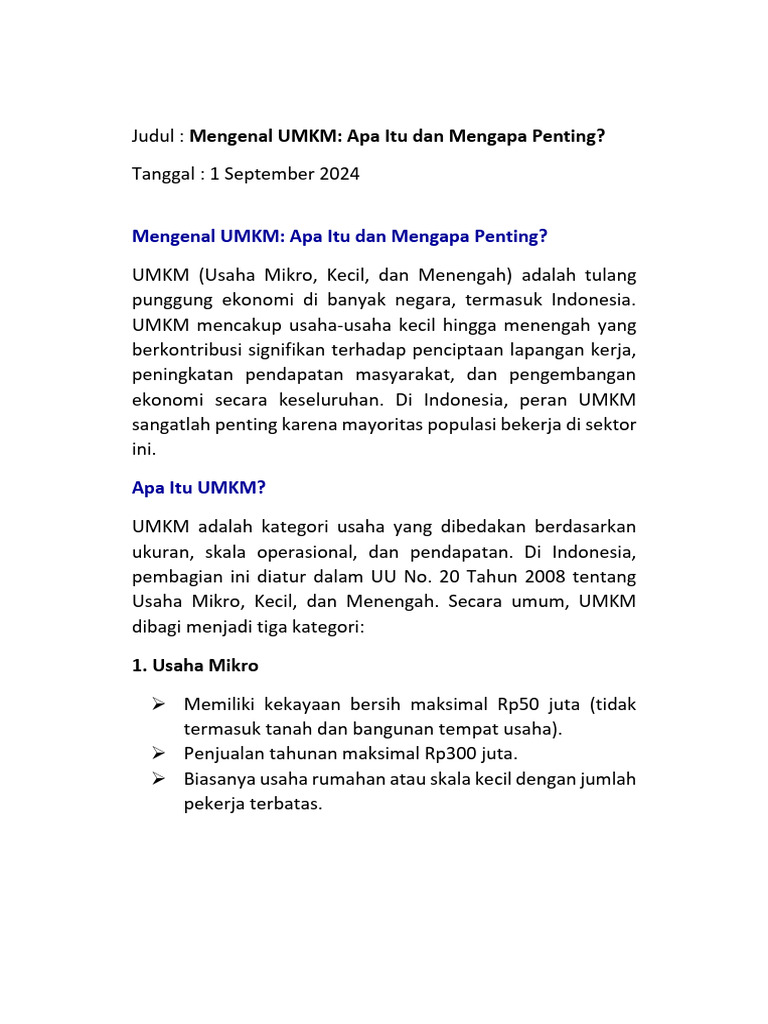 Mengenal UMKM | PDF