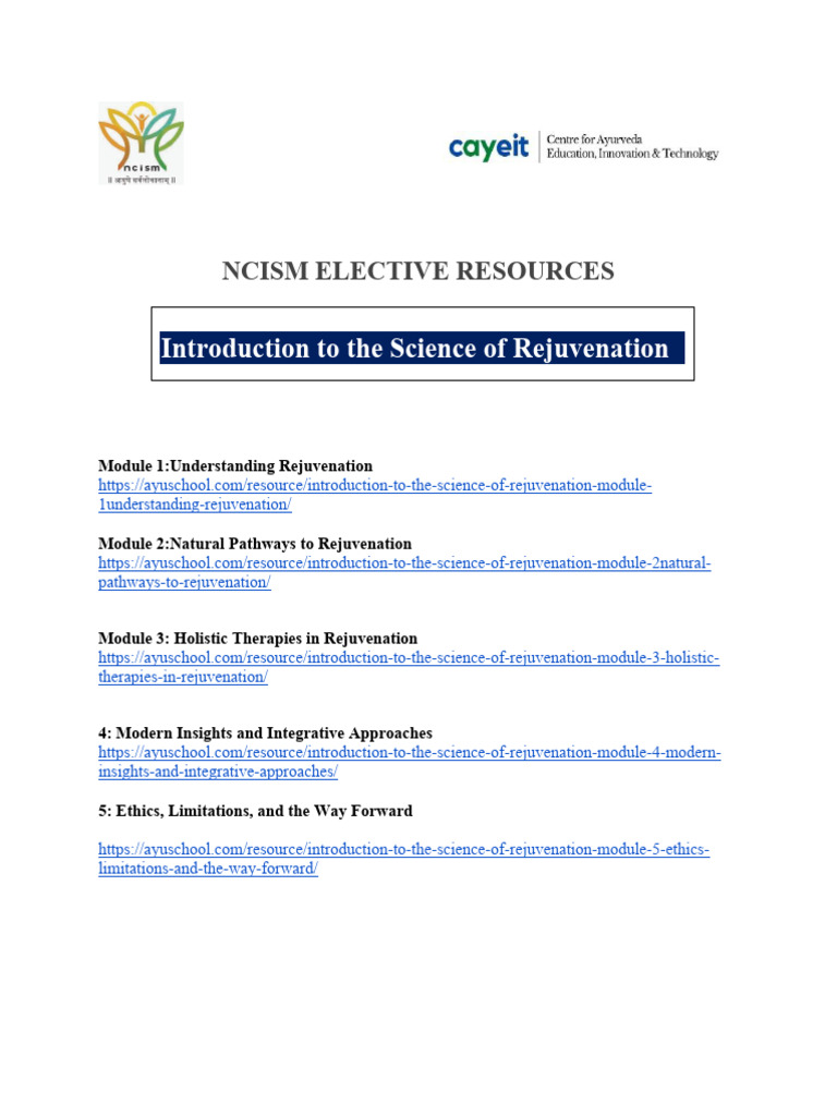 Resources- Introduction to the Science of Rejuvenation | PDF