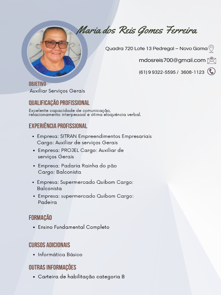 Currículo Maria dos Reis | PDF