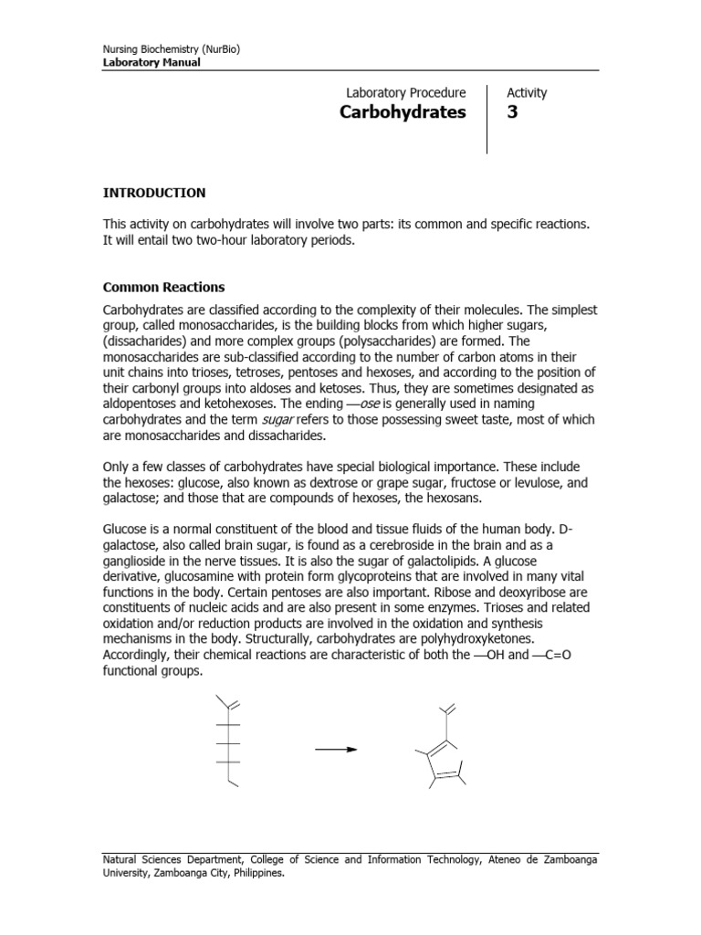 Carbohydrates 3: Laboratory Manual | PDF