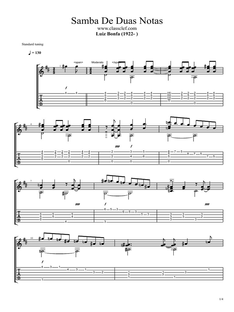 Samba de Duas Notas by Luiz Bonfa | PDF
