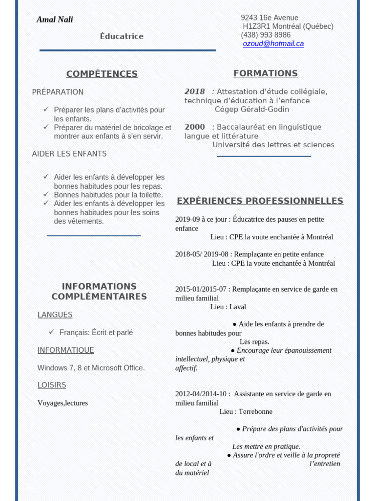 exemple_de_cv_amal nali | PDF