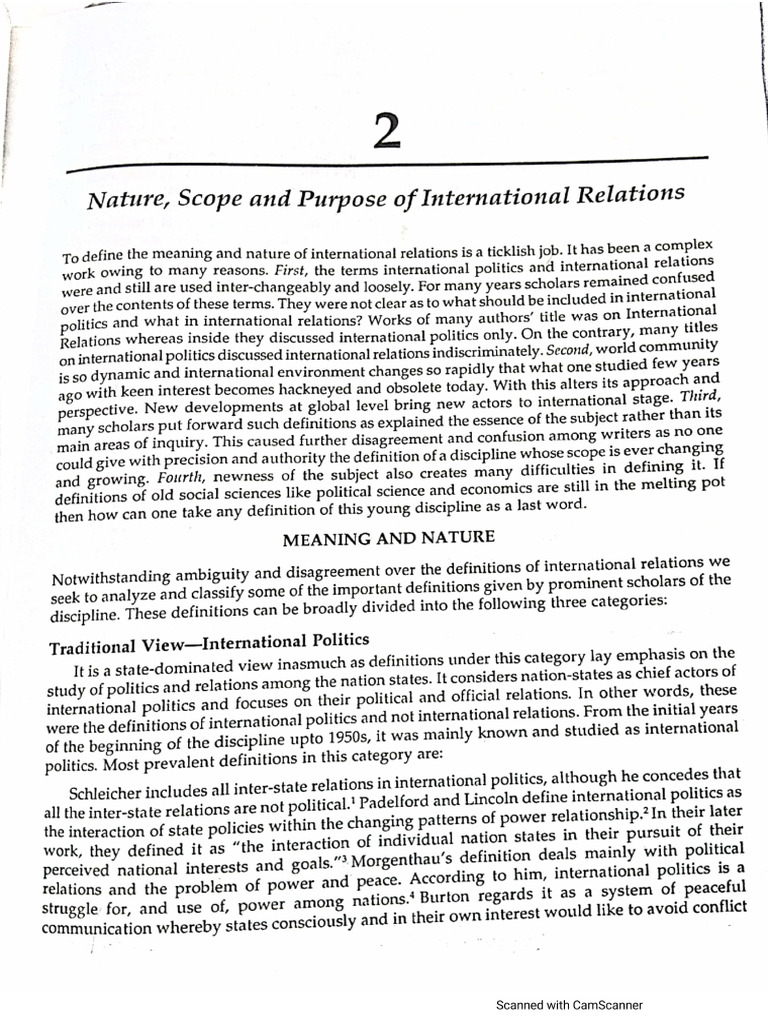 Meaning, Nature and Scope of IR | PDF