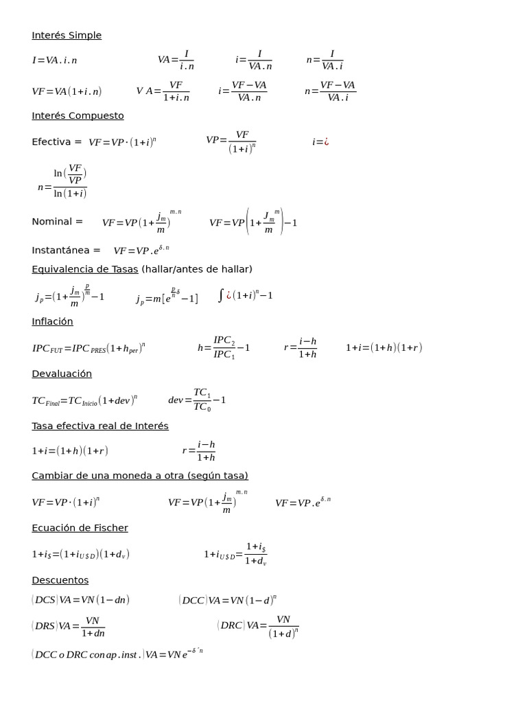 Formulas Mat | PDF