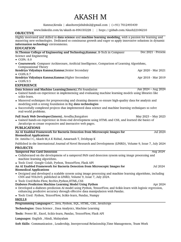 RenderCV EngineeringResumes Theme | PDF